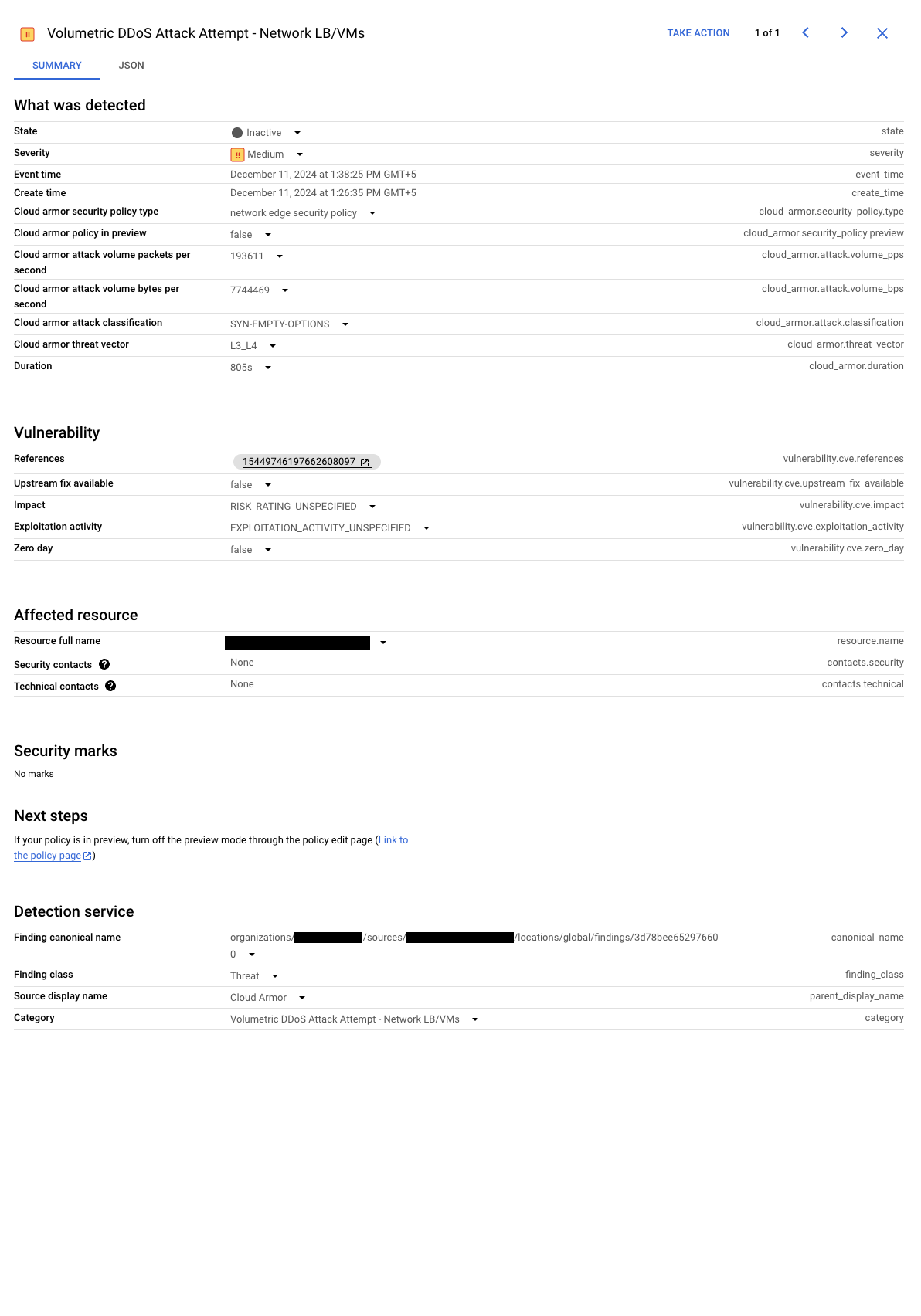 未啟用的 Security Command Center 發現項目。